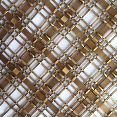 China 3mm and 10mm Mixed Strip Decorative Woven Wire Mesh 7.8kg Per Sqm Panel for sale