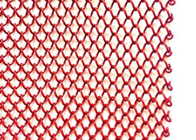 China Red 1mm Dia Metal Coil Drapery Stainless Steel Mesh Curtain 2.4kg/M2 for sale