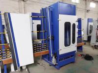 China 3.5kw Vertical Automatic Glass Sandblasting Machine for Tempered Frosted Glass 2500mm Height for sale