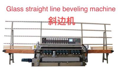 China Glass Beveling Machine 3-12mm Thickness 11 Wheels Flat Polishing Machinery with PLC System for sale