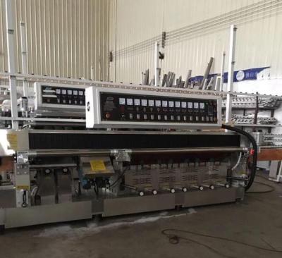 China 9 Spindle Automatic Glass Straight Line Edging Beveling Grinding Machine 3-20mm Thickness 0.6-8m/min Speed for sale
