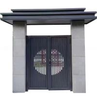 China Polished Exterior Wrought Iron Garden Gates Swing Driveway Gates Doors for sale