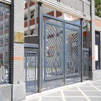 China Commerical Driveway Rod Wrought Iron Gate Interior Door Black Steel Frame for sale