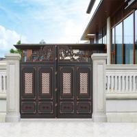 China Automatic Sliding Bi-Fold Iron Glass Door with Main Iron Gate Designs for sale