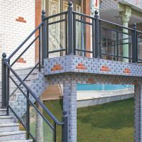 China Exterior Aluminum Stair Railing Square Pillar With Support Brackets for sale
