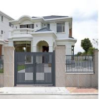 China Grey Coated Metal Frame Aluminium Slide Gate Retractable Swing Folding Entrance Door for sale