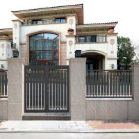China Black Villa School Automatic Cantilever Aluminium Swing Gates Safety Protection for sale