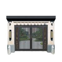 China Residential Slatted Main Aluminum Fence Gate Double Door House Swing Open for sale