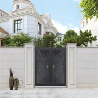 China Residential Slatted Main Aluminum Fence Gate Double Door House Swing Open for sale