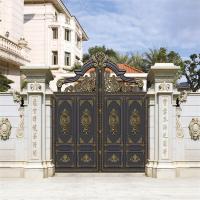 China Commercial Automatic Opening Aluminium Sliding Gates Metal Slat Entrance Door for sale
