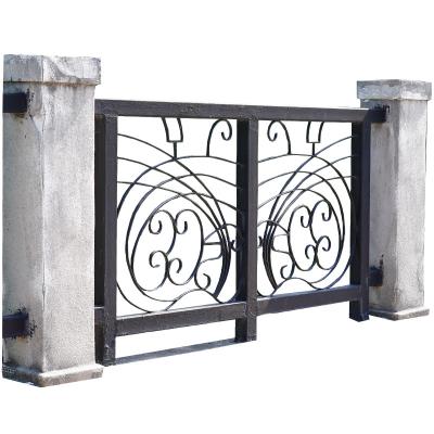 China Fluorocarbon Coating Forged Black Wrought Iron Guardrail Fence Balcony Railing for sale