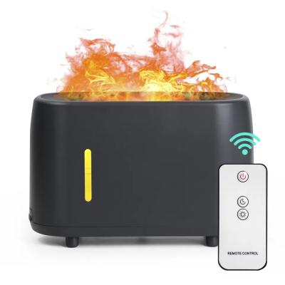 China Hot Sale 240ml Ultrasonic Remote Control Household Essential Oil Diffuser with 3D Flame Light Fire Flame Effect Aroma Diffuser for sale