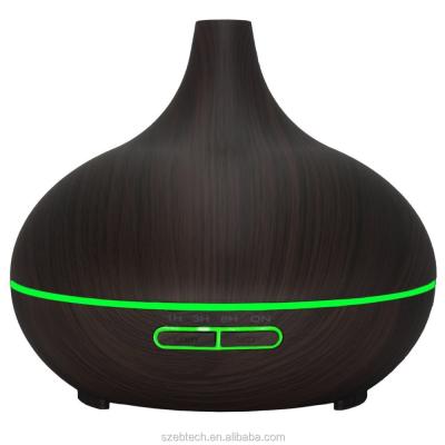 China 300ml Ultrasonic Aroma Diffuser Wood Grain 7 Color LED Timer Humidifier 16W for sale