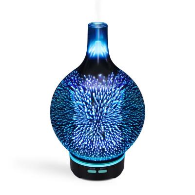 China 3D Glass Firework Ultrasonic Aroma Diffuser 100ml Essential Oil Humidifier for Home Office for sale