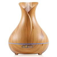 China Ultrasonic Aromatherapy Diffuser 400ml Wood Grain Vase Design Essential Oil Diffuser for Home Office for sale