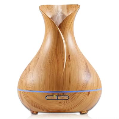 China Ultrasonic Aromatherapy Diffuser 400ml Wood Grain Vase Design Essential Oil Diffuser for Home Office for sale