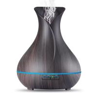 China Classic 400ml Wood Grain Vase Aromatherapy Essential Oil Diffuser with 7 Color LED Lights for sale