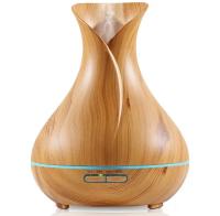 China Classic 400ml Wood Grain Vase Aromatherapy Essential Oil Diffuser with 7 Color LED Lights for sale