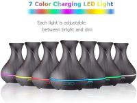 China Classic 400ml Wood Grain Vase Aromatherapy Essential Oil Diffuser with 7 Color LED Lights for sale