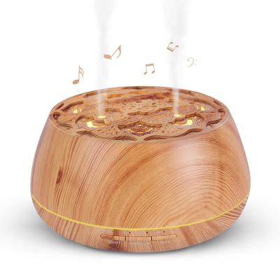 China 400ml Smart Electric Aroma Diffuser with Bluetooth Speaker Wood Grain Essential Oil Diffuser for Home for sale