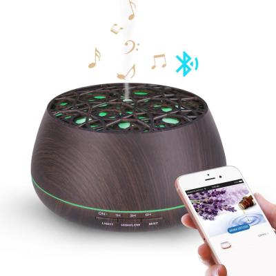 China 400ml Ultrasonic Aroma Diffuser with Bluetooth Speaker Wooden Essential Oil Air Freshener for Home Office for sale