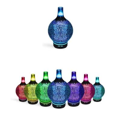 China 3D Glass Bottle LED Ultrasonic Aromatherapy Diffuser 150ml Essential Oil Humidifier for Home for sale