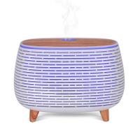 China 400ml Smart Hollow-Carved Aromatherapy Diffuser Cool Mist Humidifier with BT Speaker Wood Grain for sale