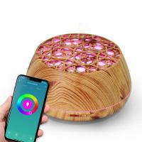 China 400ml Wood Grain Smart WiFi Essential Oil Diffuser Ultrasonic Humidifier Tuya App Control for sale