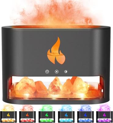 China Ultrasonic Himalayan Salt Aroma Diffuser 250ml 3D Flame Essential Oil Diffuser for Home Office Yoga for sale