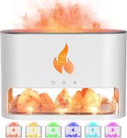 China 250ml USB Volcano 3D Flame Himalayan Salt Stone Lamp Humidifier Aroma Essential Oil Diffuser for Home Gift for sale