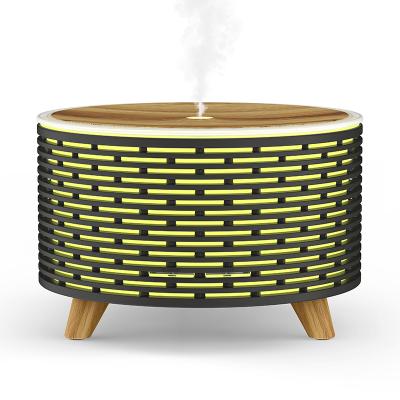 China Wholesale 2 in 1 Cool Mist Aromatherapy Diffuser 200ml with 7 Color LED Lamp Wood Grain for Home Gift for sale