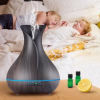 China Classic 400ml Wood Grain Vase Aromatherapy Essential Oil Diffuser with 7 Color LED Lights for sale