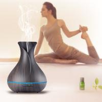 China Classic 400ml Wood Grain Vase Aromatherapy Essential Oil Diffuser with 7 Color LED Lights for sale