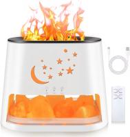 China 2 in 1 Flame Himalaya Salt Lamp Ultrasonic Essential Oil Diffuser 260ml Cool Mist Humidifier 10W for Bedroom Office Yoga for sale