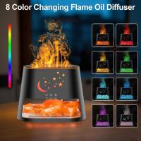 China 2 in 1 Flame Himalaya Salt Lamp Ultrasonic Essential Oil Diffuser 260ml Cool Mist Humidifier 10W for Bedroom Office Yoga for sale