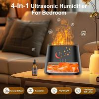 China 2 in 1 Flame Himalaya Salt Lamp Ultrasonic Essential Oil Diffuser 260ml Cool Mist Humidifier 10W for Bedroom Office Yoga for sale