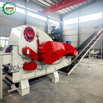 China Coconut Shell Husk Wood Chipper Machine Diesel Mobile 55HP for Indonesia Charcoal and Coir Processing for sale