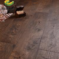 China Three Layer Engineered Wood Flooring 20mm European Oak with Black Embossed Finish for sale