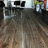 China Three Layer Engineered Wood Flooring 20mm European Oak with Black Embossed Finish for sale