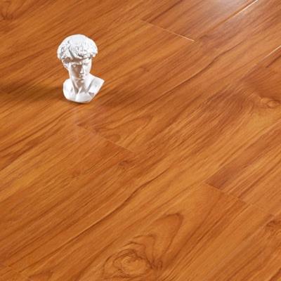 China Hand Scraped Collection Brown Balance Paper Wood Laminate Flooring with and U V-Groove for sale