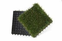 China Interlocking Faux Grass Tiles for Artificial Grass Turf Size 300x300x22/25mm Drainage for sale