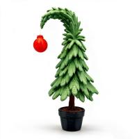 China Whimsical Grinch Curved Shape 3D Printed Holiday Decoration, Potted Xmas Ornament For Tabletop Gifting for sale