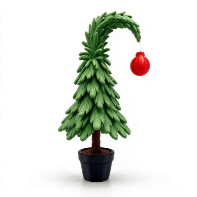 China Whimsical Grinch Curved Shape 3D Printed Holiday Decoration, Potted Xmas Ornament For Tabletop Gifting for sale