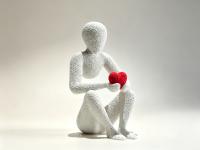 China Abstract Love‑Themed Red‑Heart 3D Printed Art With Minimalist Silhouette For Home Display, Gifting for sale