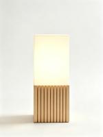 China Warm Glow Square‑Shade Minimalist 3D Lighting Fixtures With Wood‑Slat Look For Indoor Home Illumination for sale