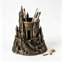 China Stationery Storage 3D Printed Office Supplies Non Toxic Desktop Castle Pen Holder for sale
