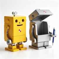 China Mechanical 3D Printed Custom Robot Shaped  Dual Storage  Office Pen Holder for sale