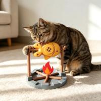 China Simulated Barbecue Fish Slow Feeder Toy, Interactive Play 3D Printed Pet Accessories For Indoor Cats for sale