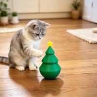 China Pine Tree 3D Printed Pet Accessories Removable Fillable Bell Roly Poly Toy for sale