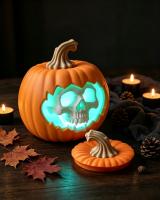 China Halloween Skull Pumpkin Ornament, Multicolor LED Light 3D Printed Holiday Decoration for sale